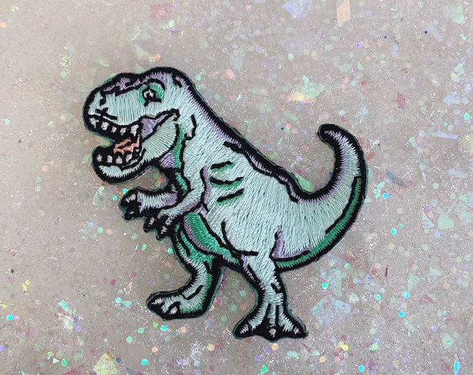 T-rex Dinosaur Patch - Wildflower + Co. - Iron on Embroidered Patches ...