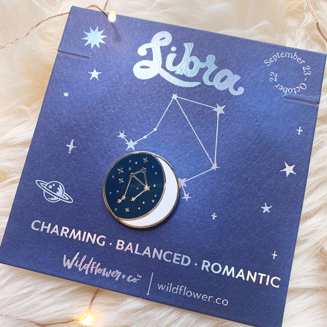 Libra Zodiac Enamel Pin | Constellation Star Sign | Moon Star Pin ...
