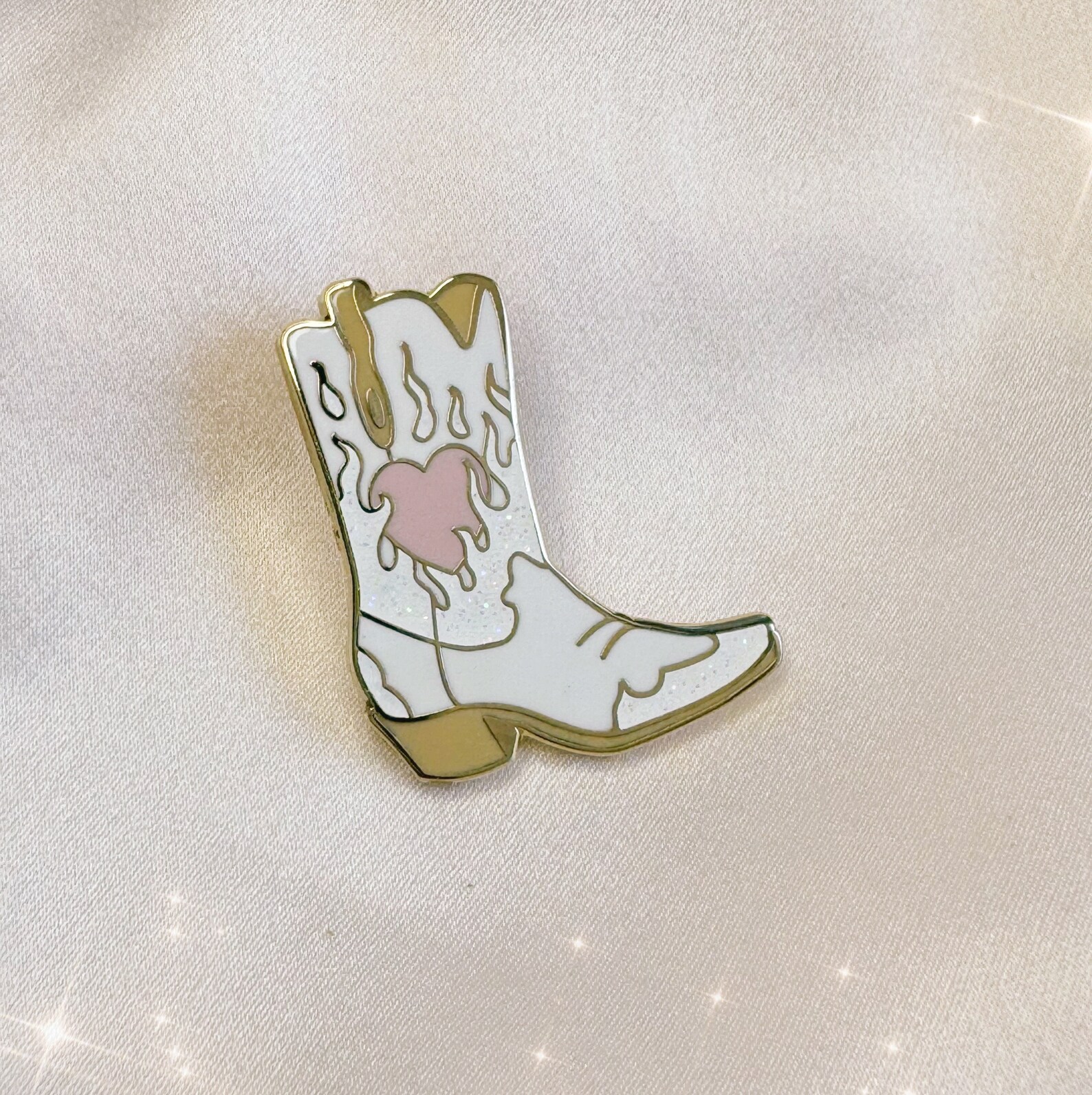 Burning Love Cowgirl Boot Pin - Pink Lilac & White - Cowboy Boot - Hard ...