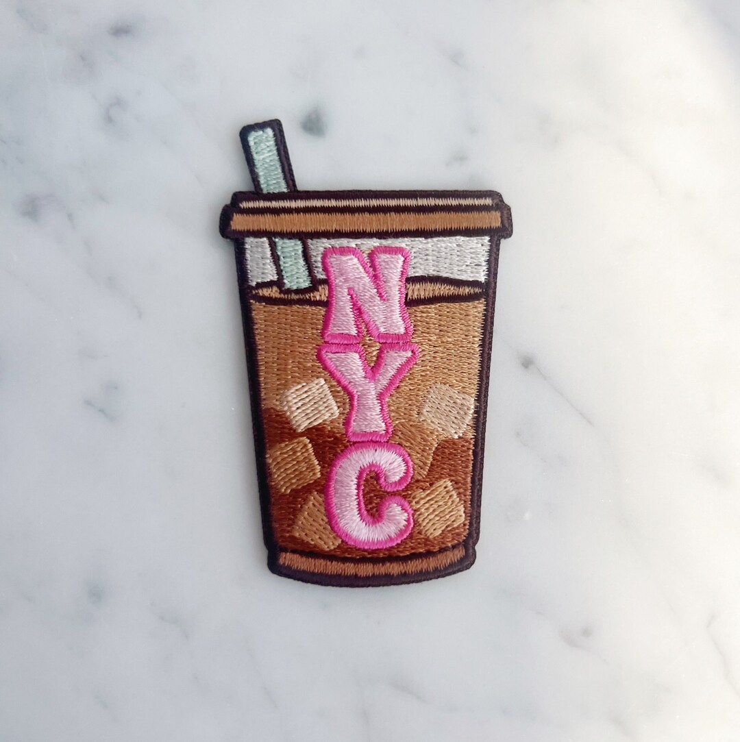 NYC Iced Coffee Patch - Embroidered Iron on Patches for Jackets - - New ...