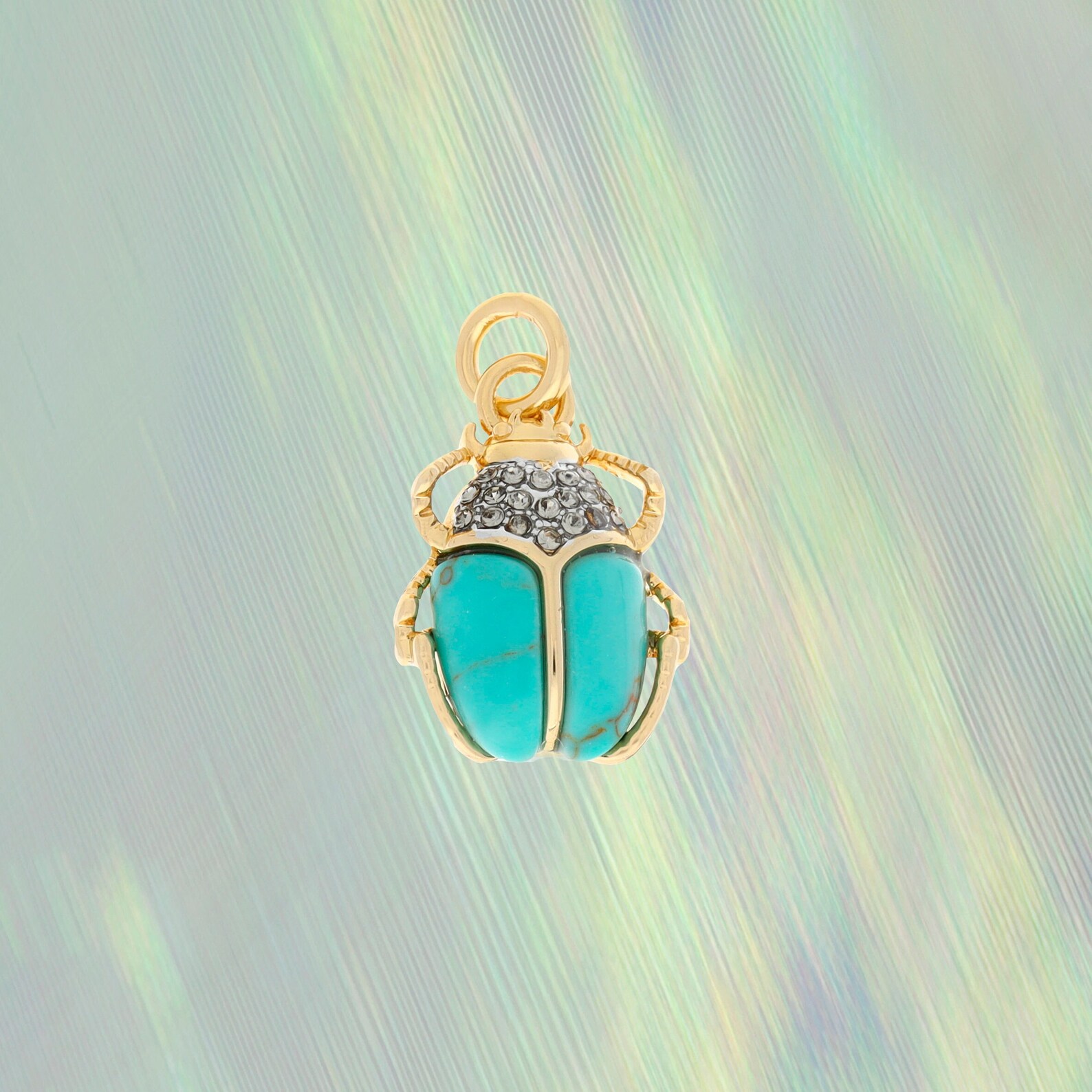 Scarab Charm / Pendant Turquoise Micro Pave & 14K Gold - Etsy