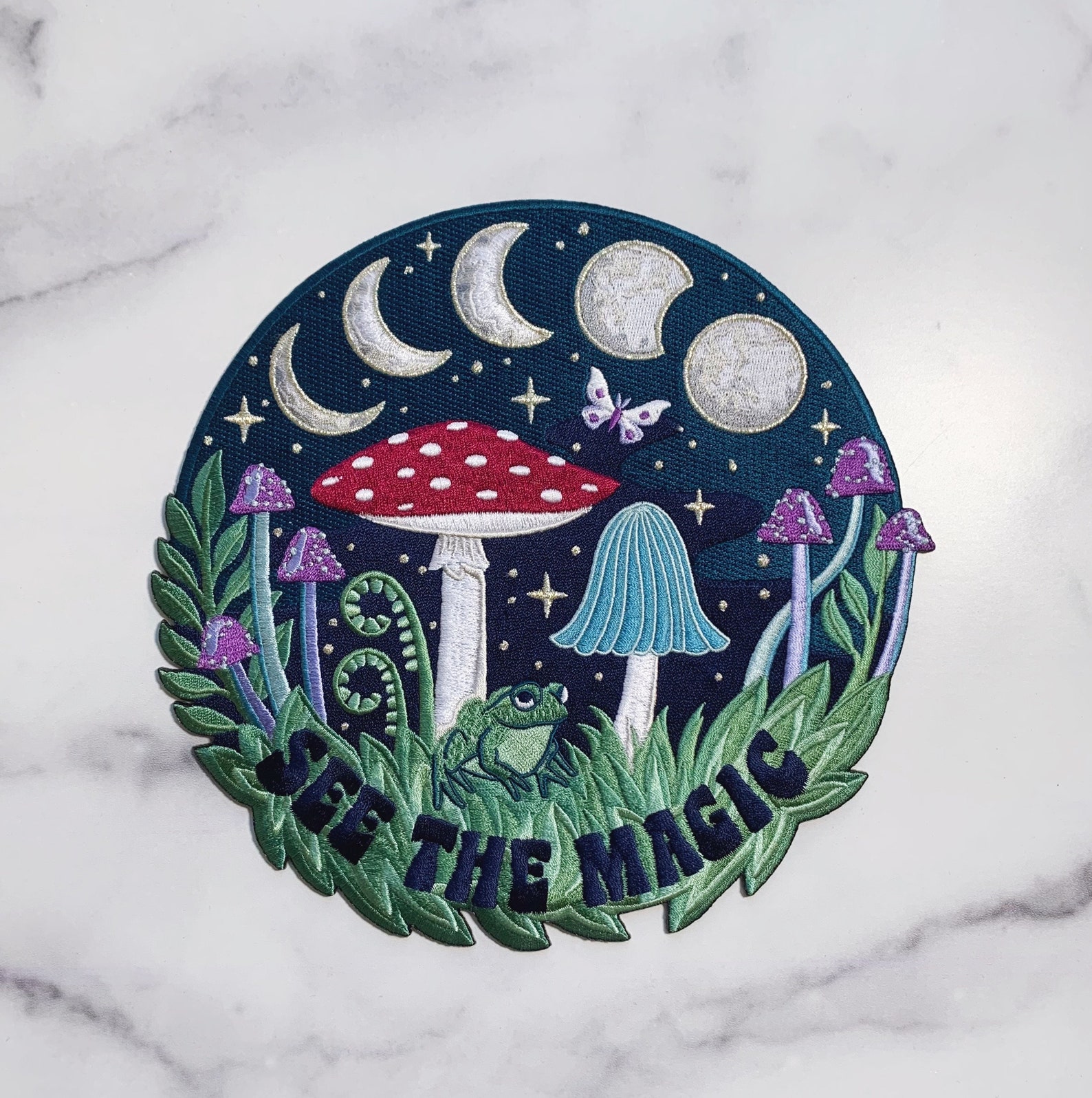 See the Magic Nature XL Back Patch - Frog, Mushroom, Moon Phases ...