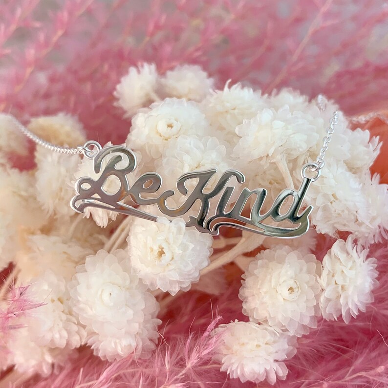 Be Kind Necklace Nameplate Positivity Affirmation - Etsy