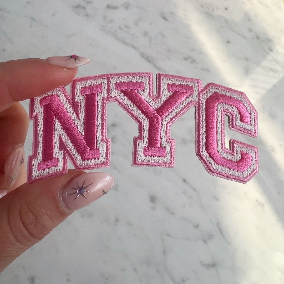 NYC Patch - Pink / Blue - Embroidered Iron on Patches for Jackets - New ...