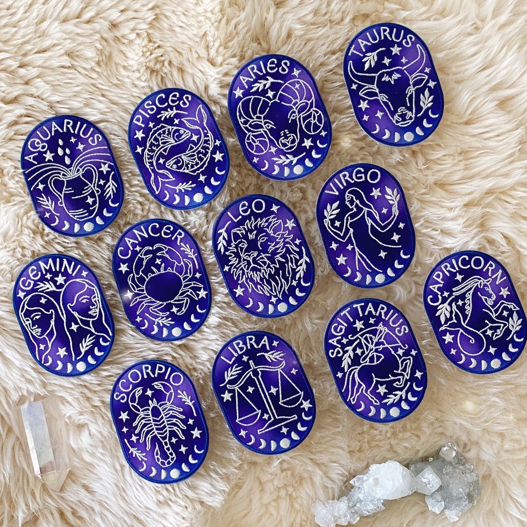 Zodiac Star Sign Constellation Patch Iron on Astrology Aries Taurus ...