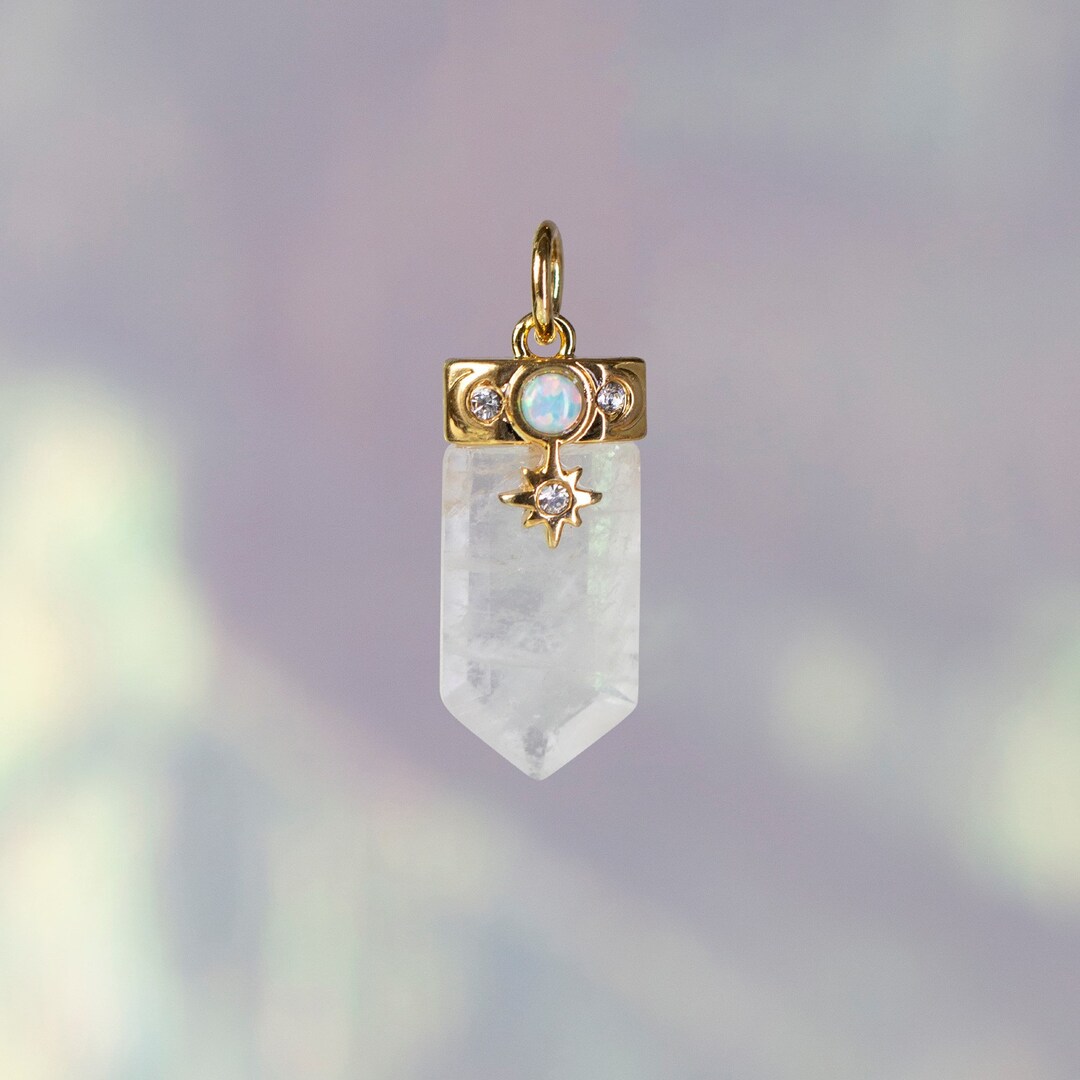 Celestial Crystal Charm - Clear Crystal - Gold Jewelry - Pendant, Pave ...