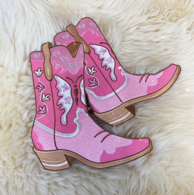 Pink Cowgirl Boots XL Back Patch - Howdy - Patches for Jackets - Disco ...