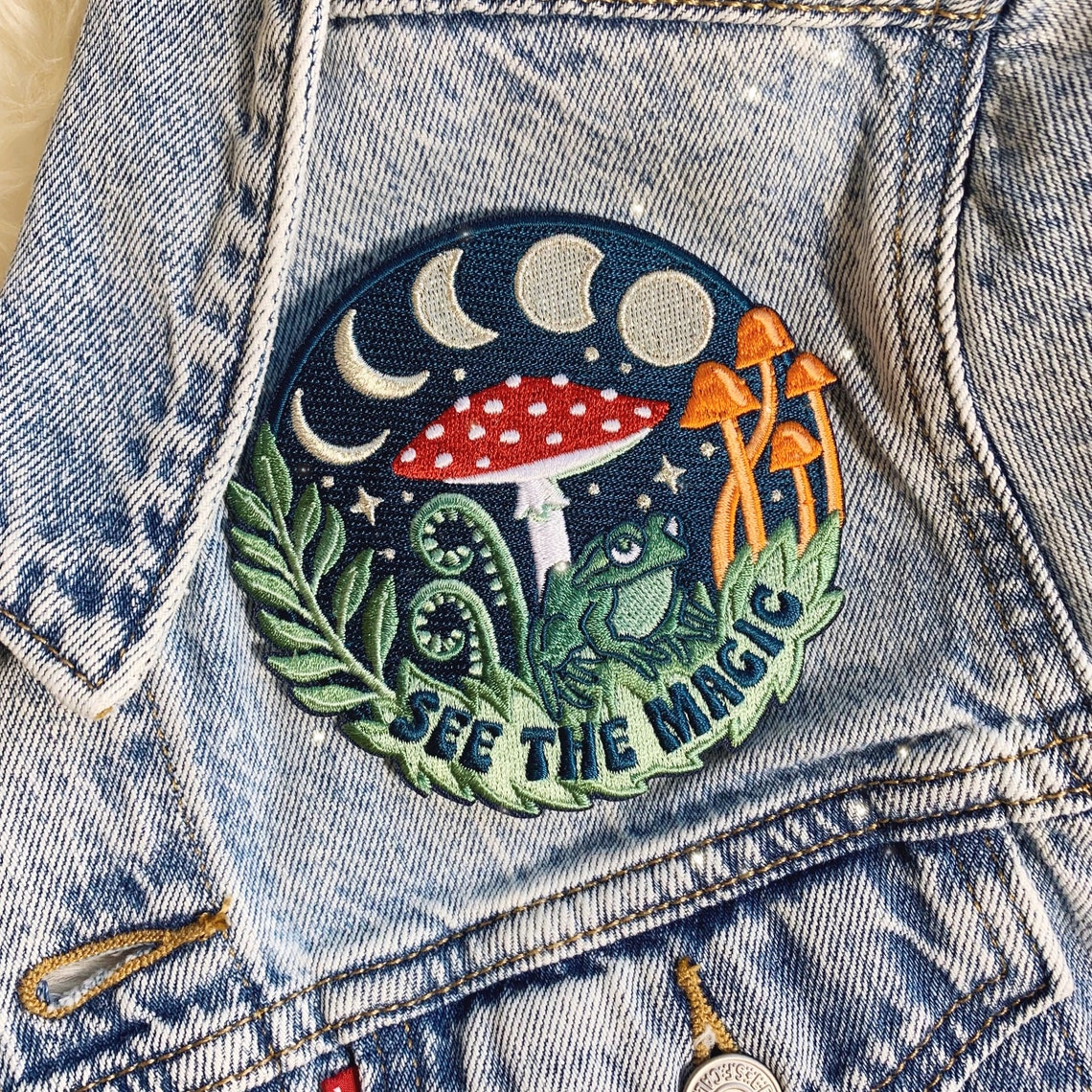 See the Magic Nature Patch - Frog, Mushroom, Moon Phases & Plants! Iron ...