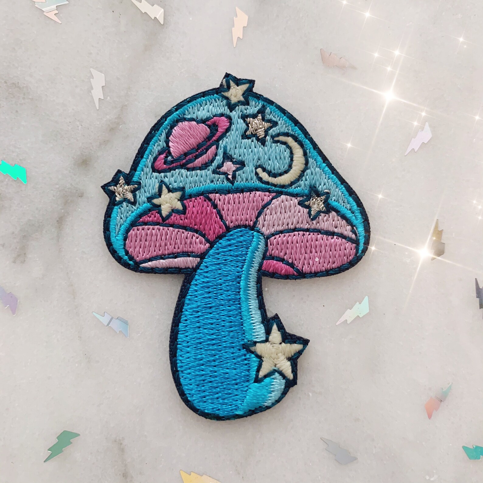 Cosmic Mushroom Patch Iron on Embroidered Patches for - Etsy