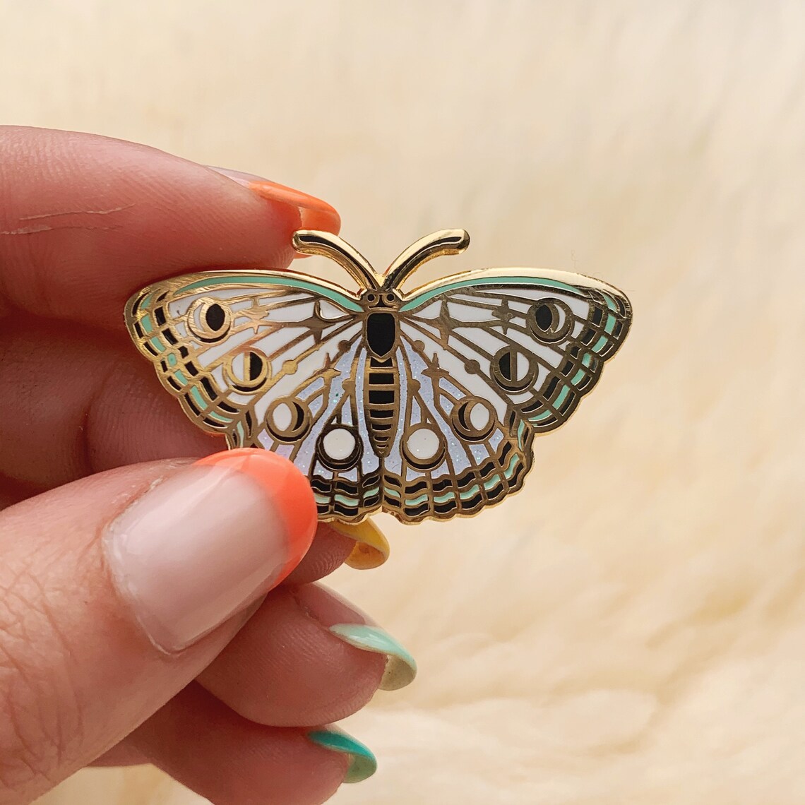 Lunar Moth Enamel Pin Luna Butterfly Enamel Pin Moon | Etsy