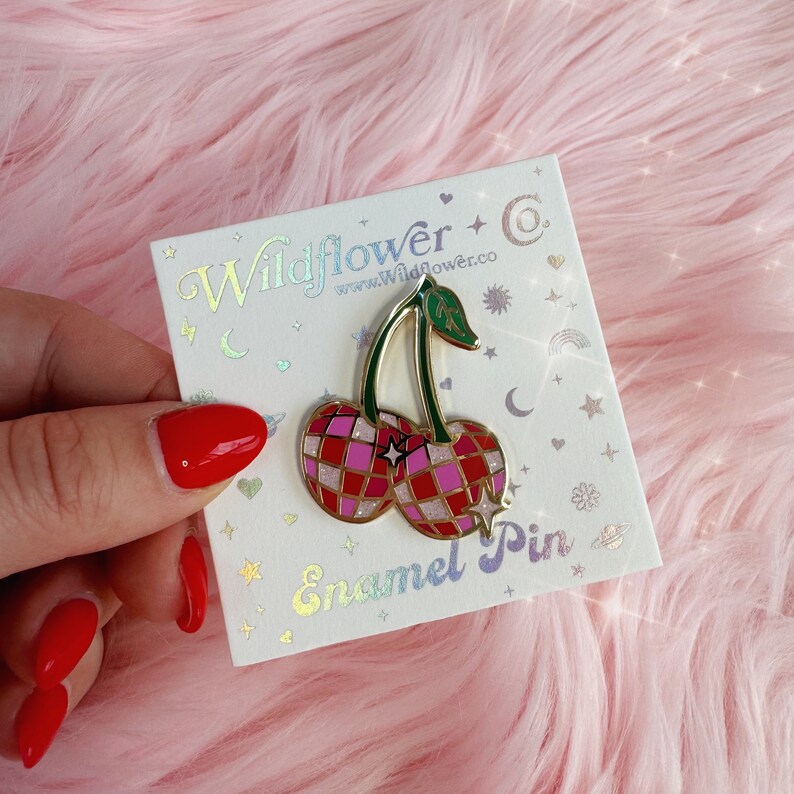 Disco Ball Cherries Pin - Disco Ball Pin - Cherry Fruit Disco Themed ...