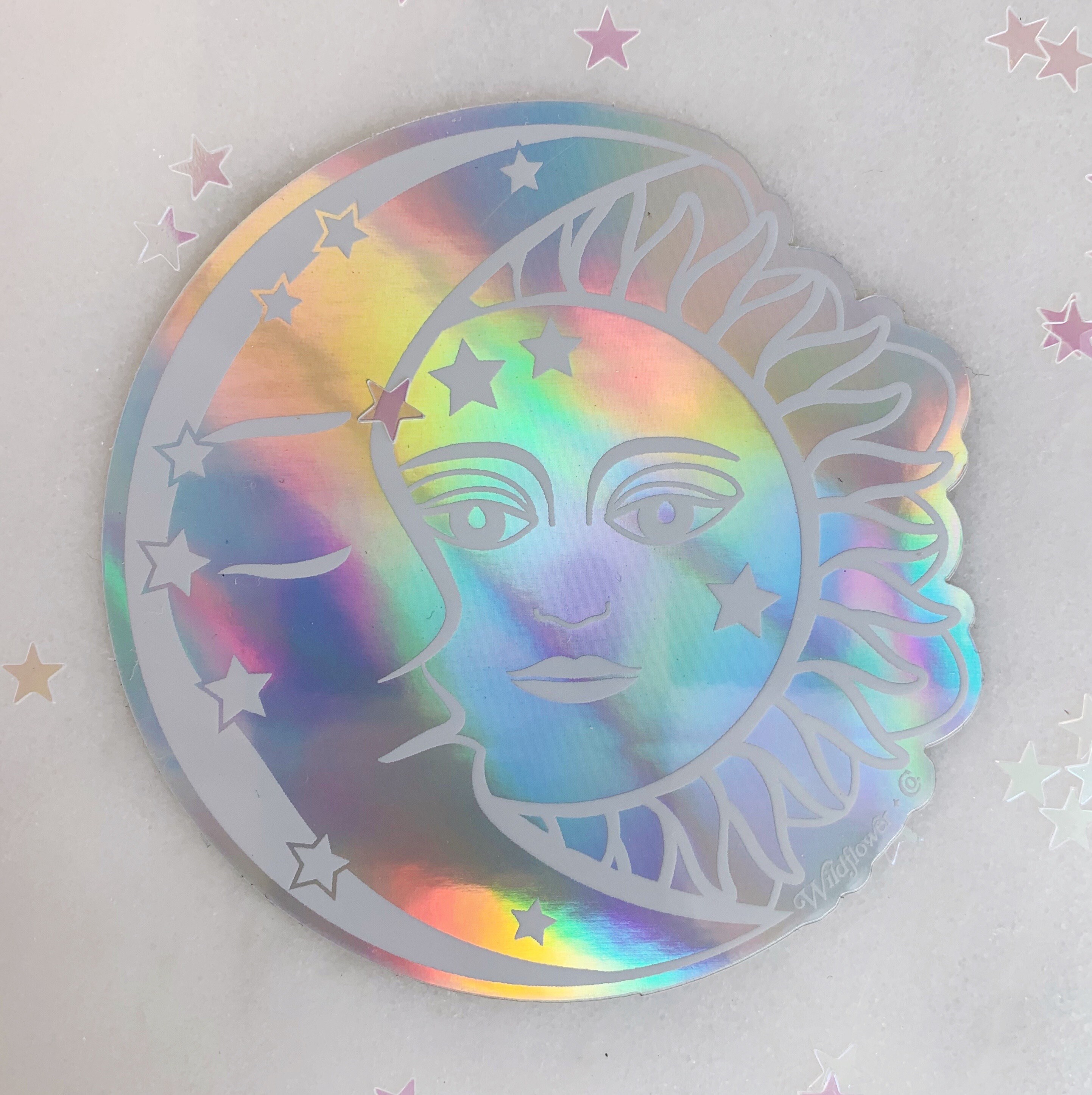 Sun & Moon Sticker Aesthetic Stickers Holographic Vinyl | Etsy