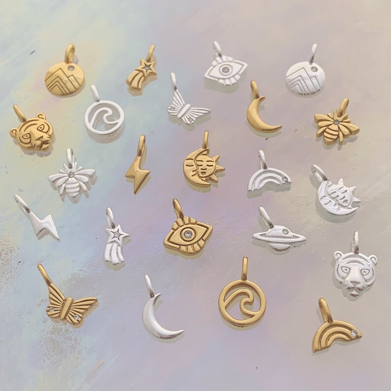 Custom Tiny Charm Necklace Dainty Gold or Silver Necklace - Etsy