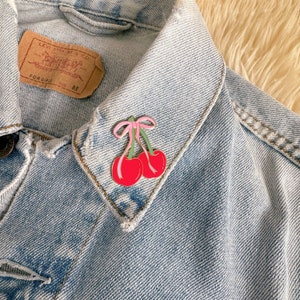Cherry W. Bow Enamel Pin - Coquette Aesthetic - Cherry Pin - Preppy ...