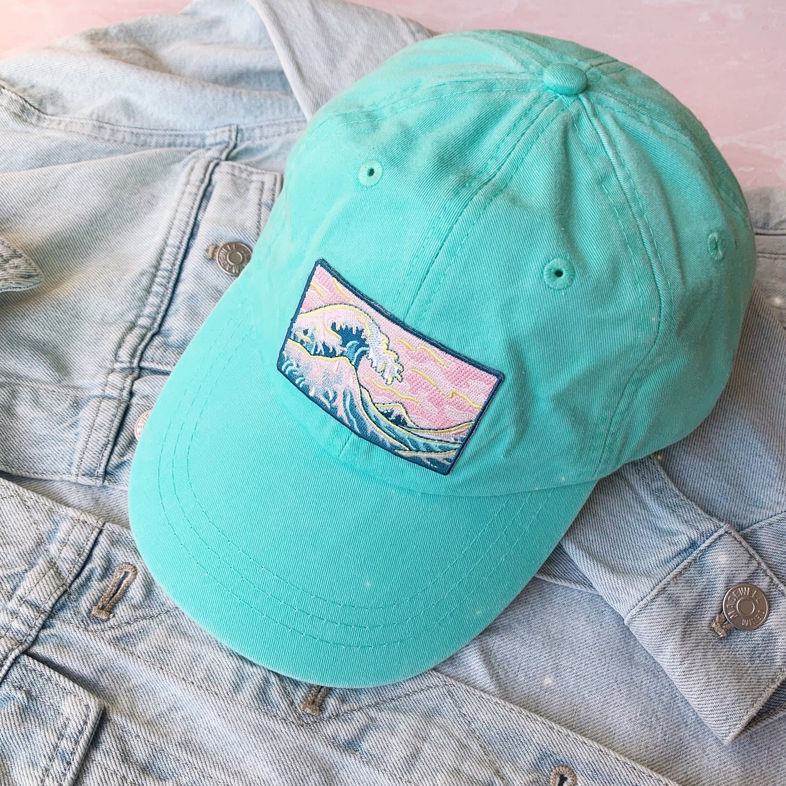 Great Wave Baseball Hat - Choice of Hat Color - Sea - Beachy Baseball ...