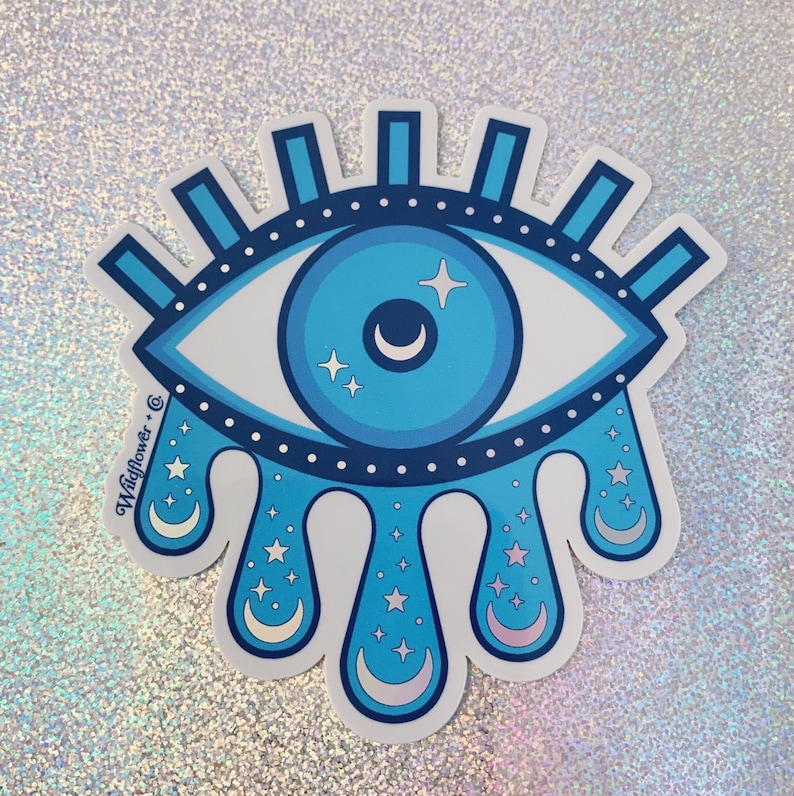 Cosmic Evil Eye Sticker - Holographic Vinyl | Aesthetic Stickers ...