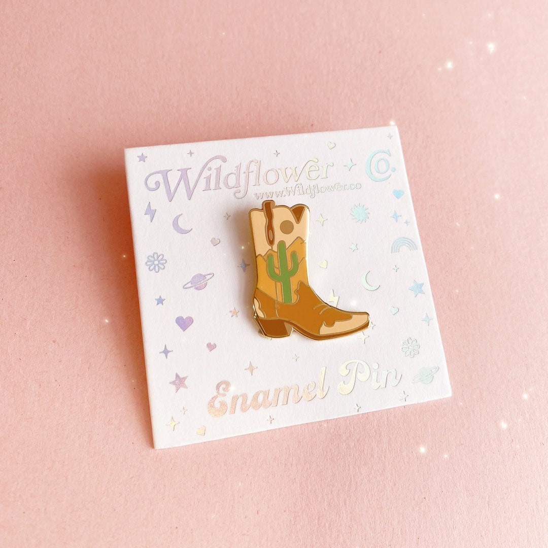 Desert Cowgirl Boot Enamel Pin - Cowgirl Boot Pin - Cowboy Boot - Hard ...