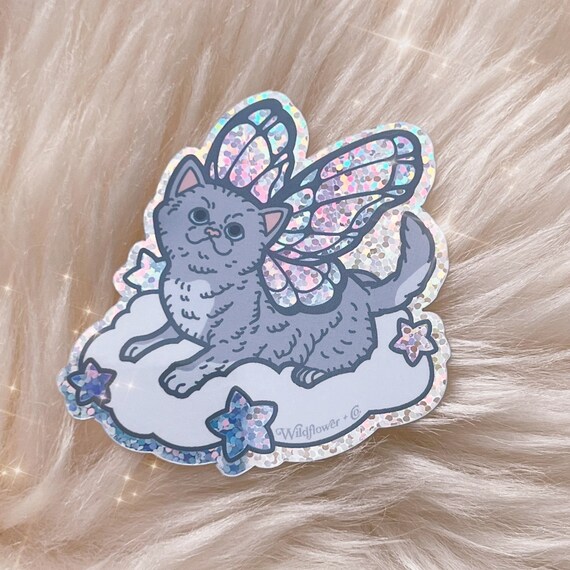 Fairy Cat Sticker Fairy Wings Fairycore Holographic - Etsy