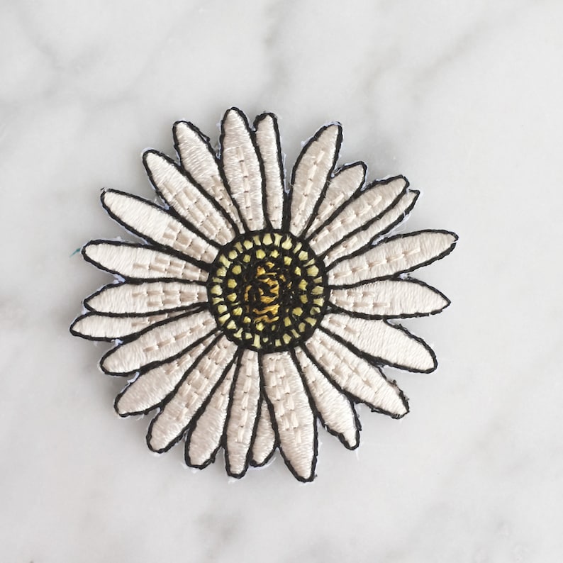 Daisy Patch Iron On Embroidered Applique Flower | Etsy