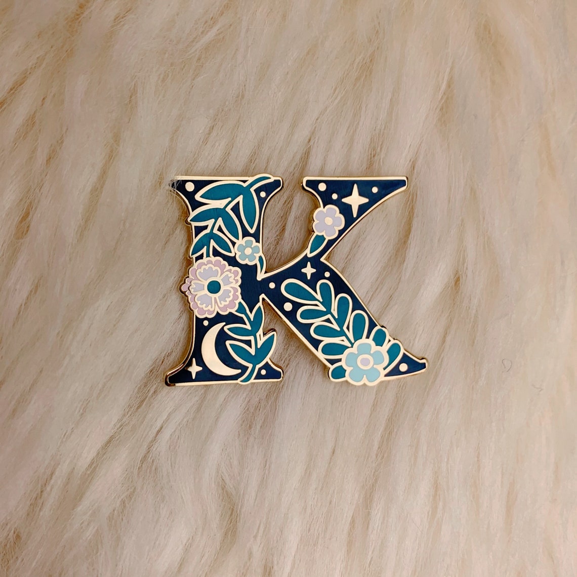 Botanical Letter Enamel Pin Personalize With Your Initial or - Etsy