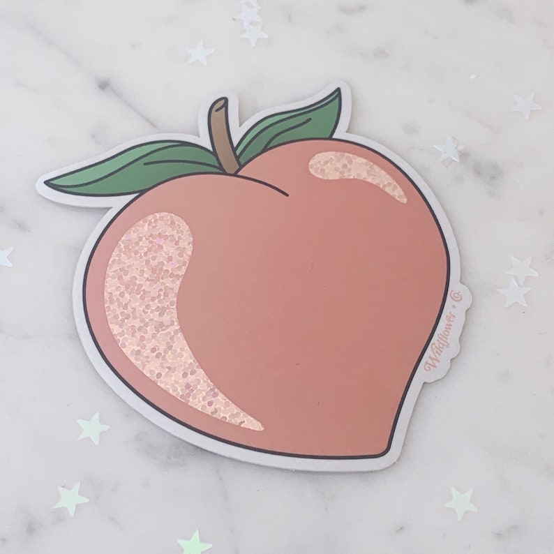 Peach Sticker Glitter Holographic Cute Aesthetic - Etsy