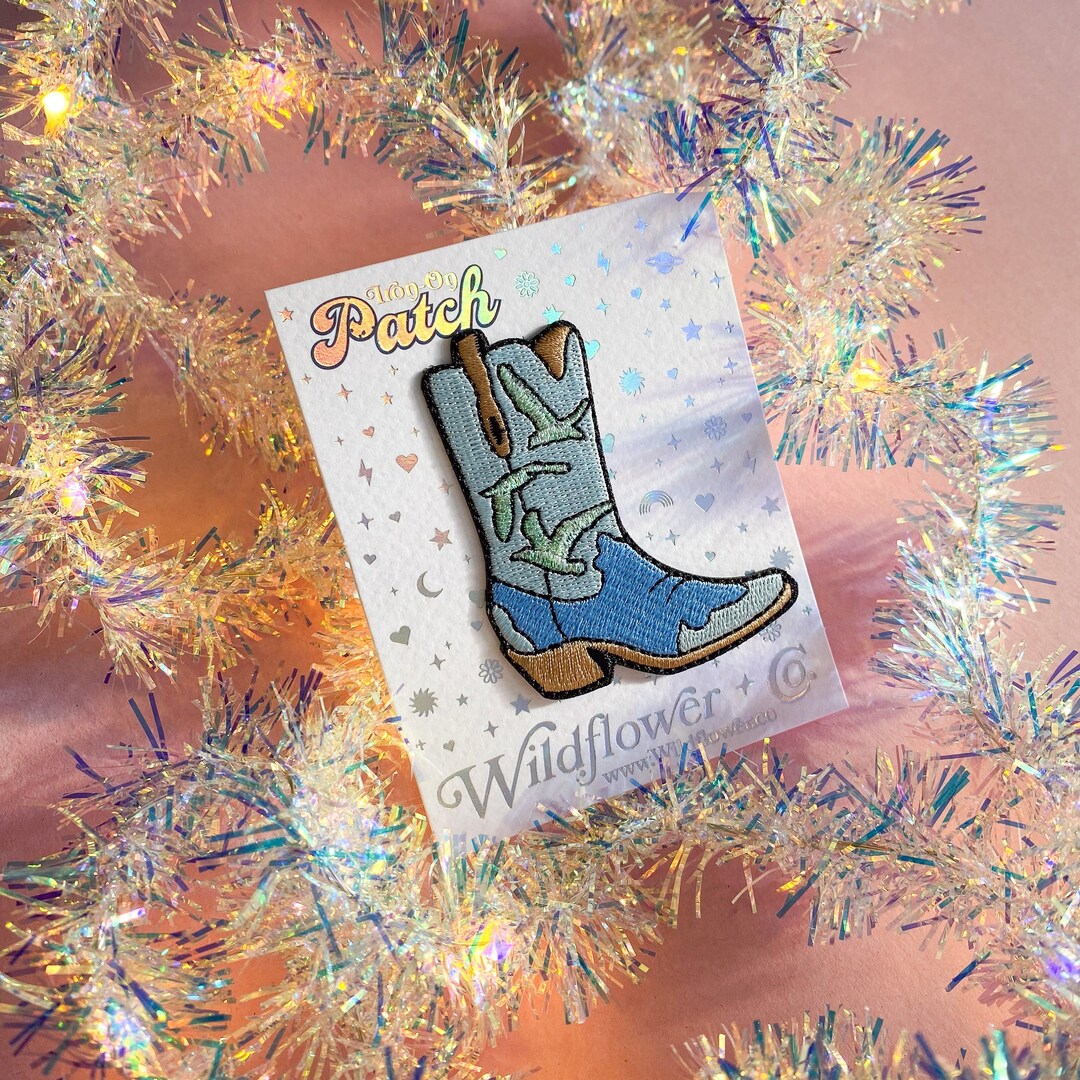Coastal Cowgirl Boot Patch - Cowboy Boot - Iron on Embroidered Patches ...
