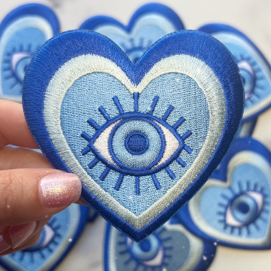 Evil Eye Heart Patch - Y2K Aesthetic Heart Embroidered Iron on Patches ...