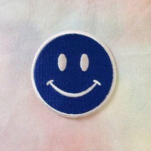 Preppy Smiley Face Patch - Embroidered Iron on Patches - Pastel Pink ...