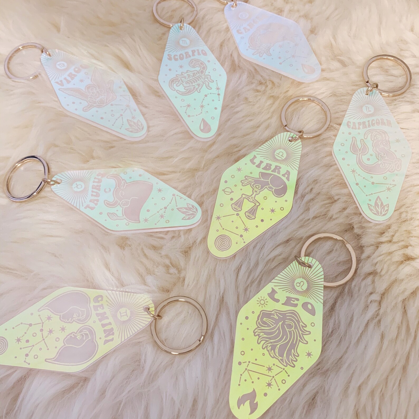 Zodiac Keychain Astrology Gift All Signs Holographic / | Etsy