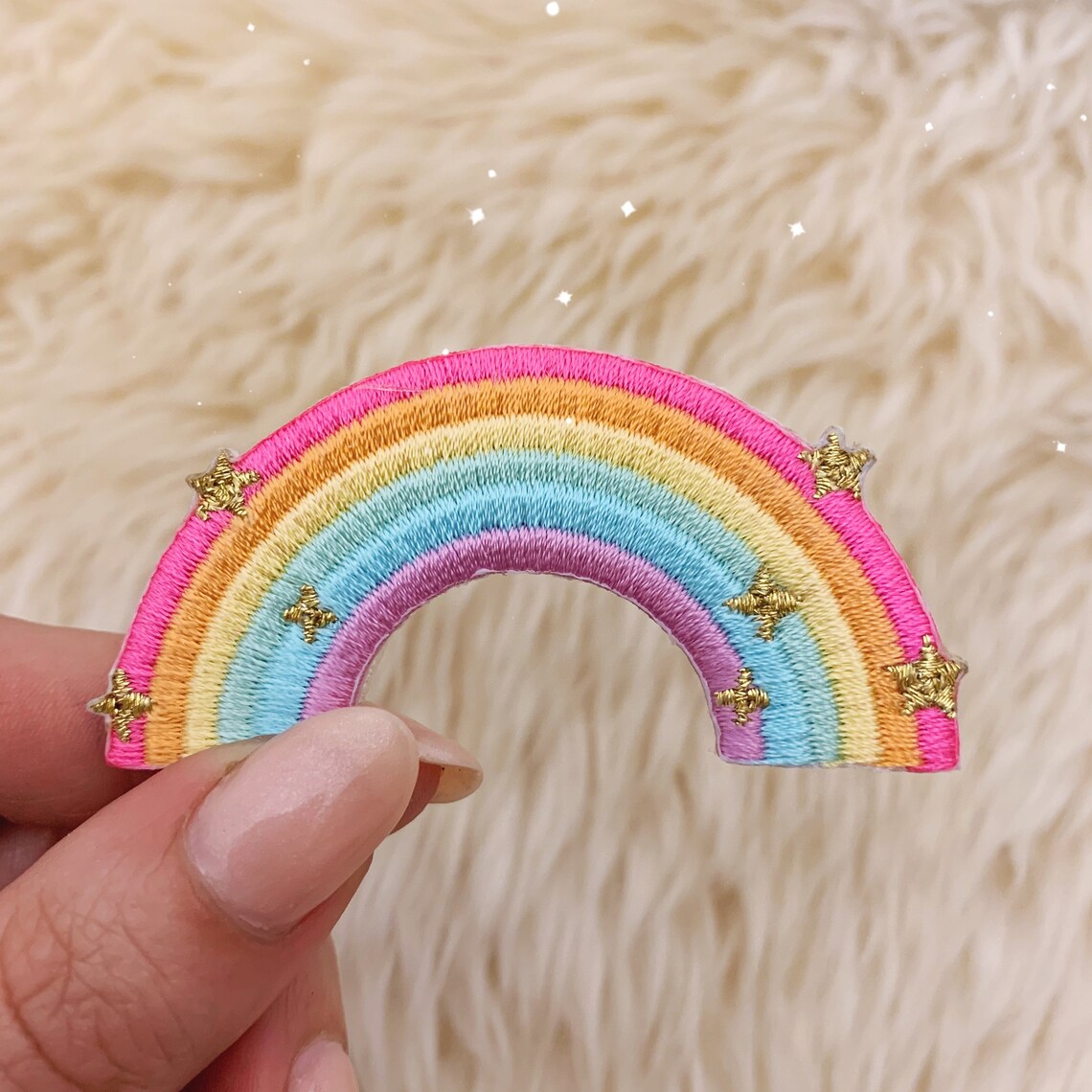 Rainbow Patch W Sparkles Small Embroidered Patches for - Etsy