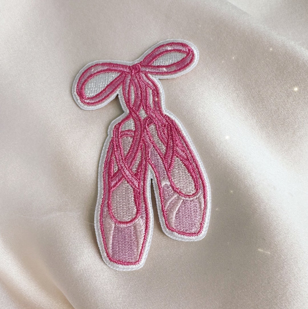 Ballet Slippers Patch Pink Ballet Ribbon Iron on Patch Coquette ...