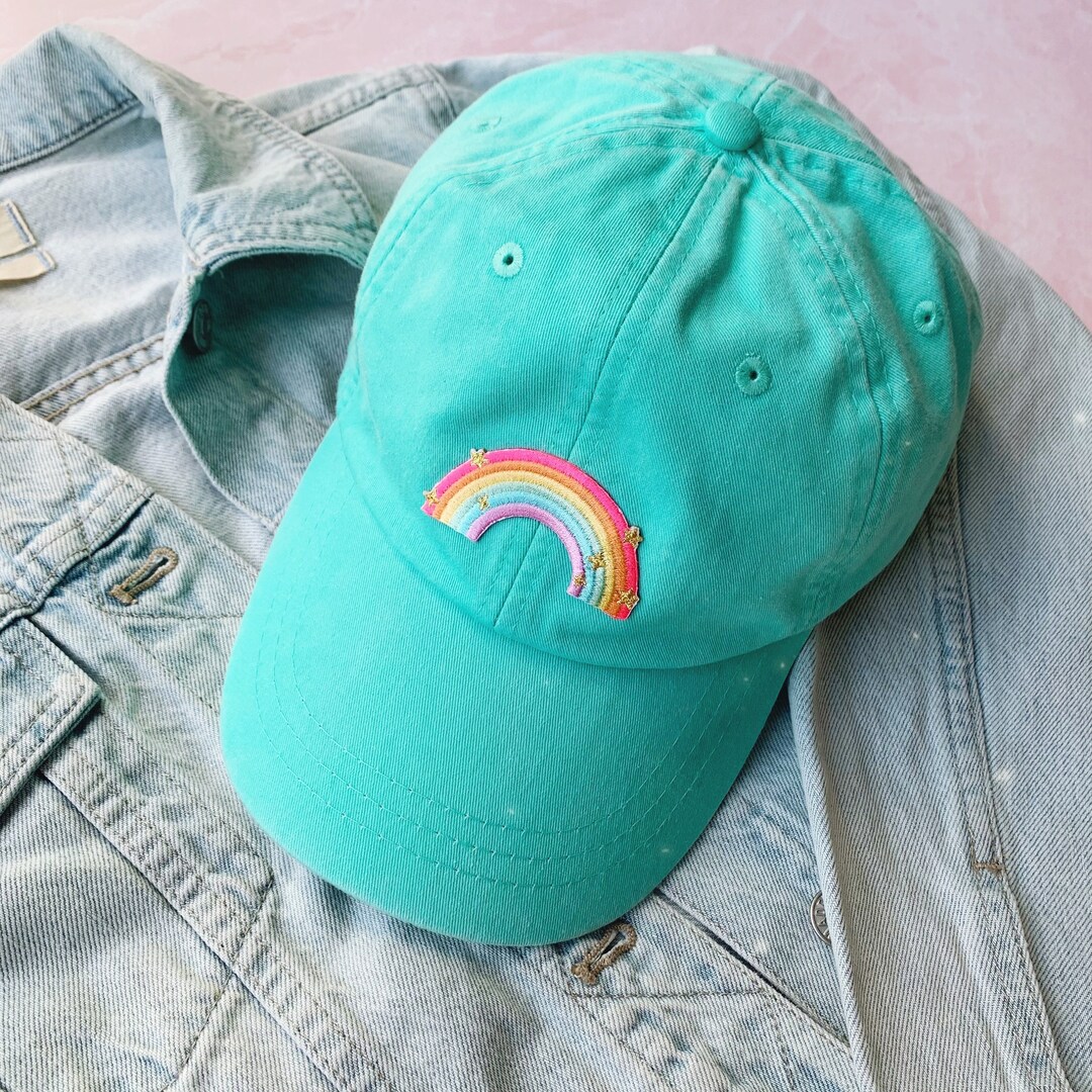 Rainbow Baseball Hat - Choice of Hat Color! Cute - Colorful - Pride ...