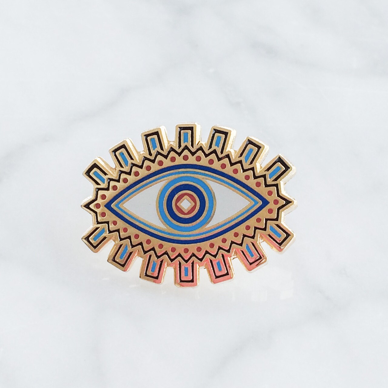Evil Eye Enamel Pin Flair Lapel Hard Enamel Blue & Gold - Etsy