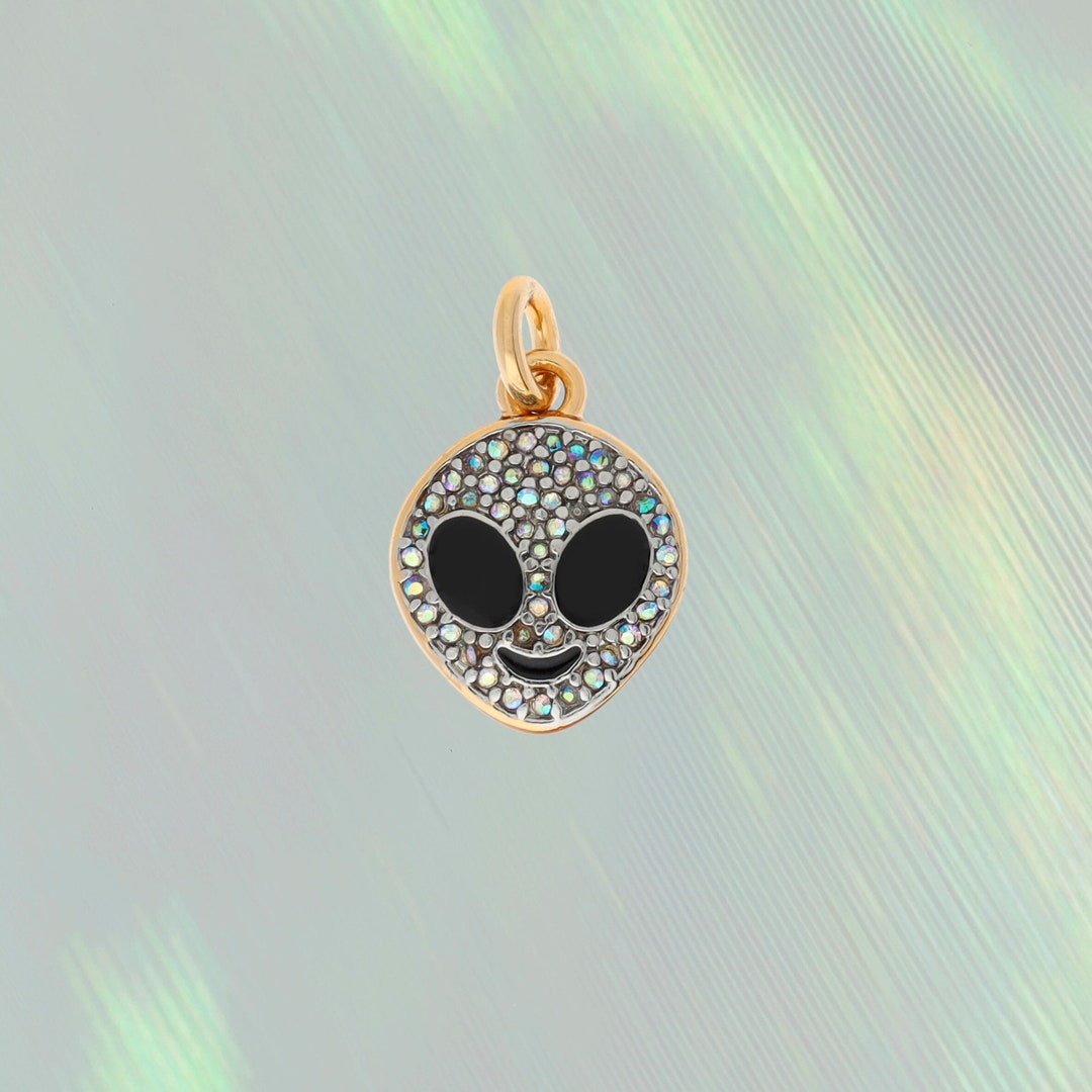Alien Charm Pendant AB Pave Crystal Gold Emoji - Etsy