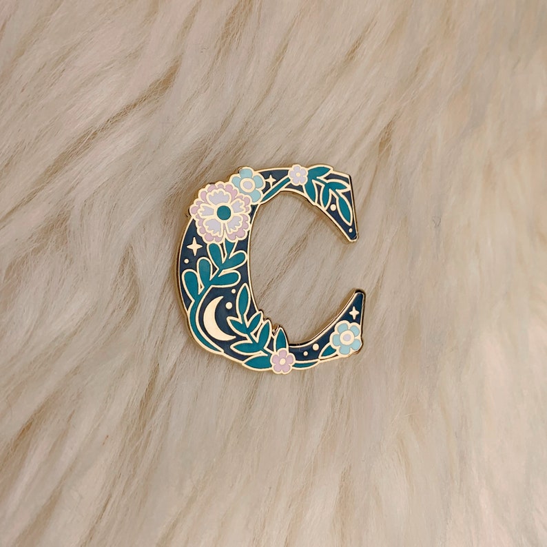 Botanical Letter Enamel Pin Personalize With Your Initial or - Etsy