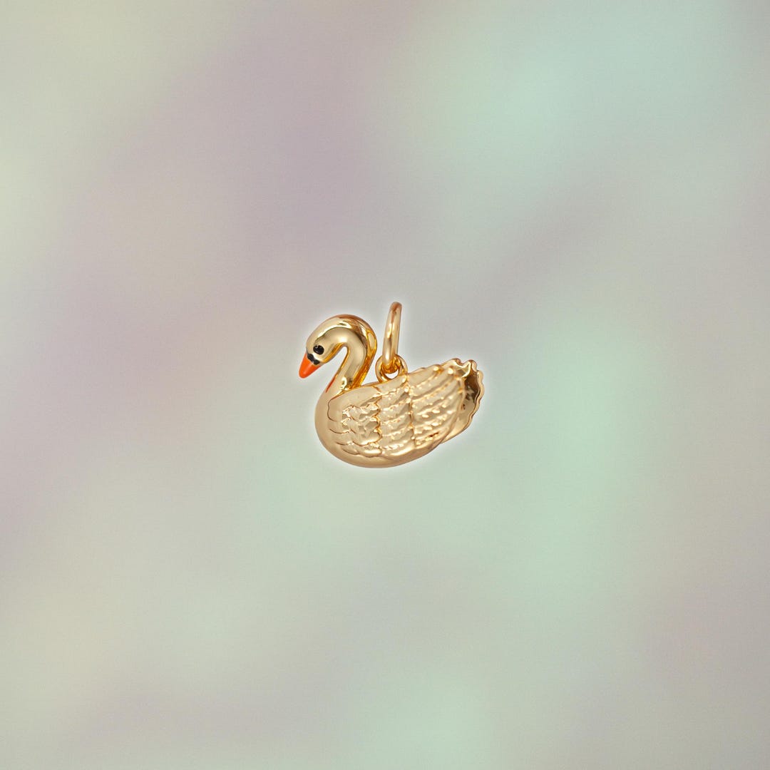 Swan Charm, Swan Pendant - Dainty Gold Charms - Coquette Aesthetic ...