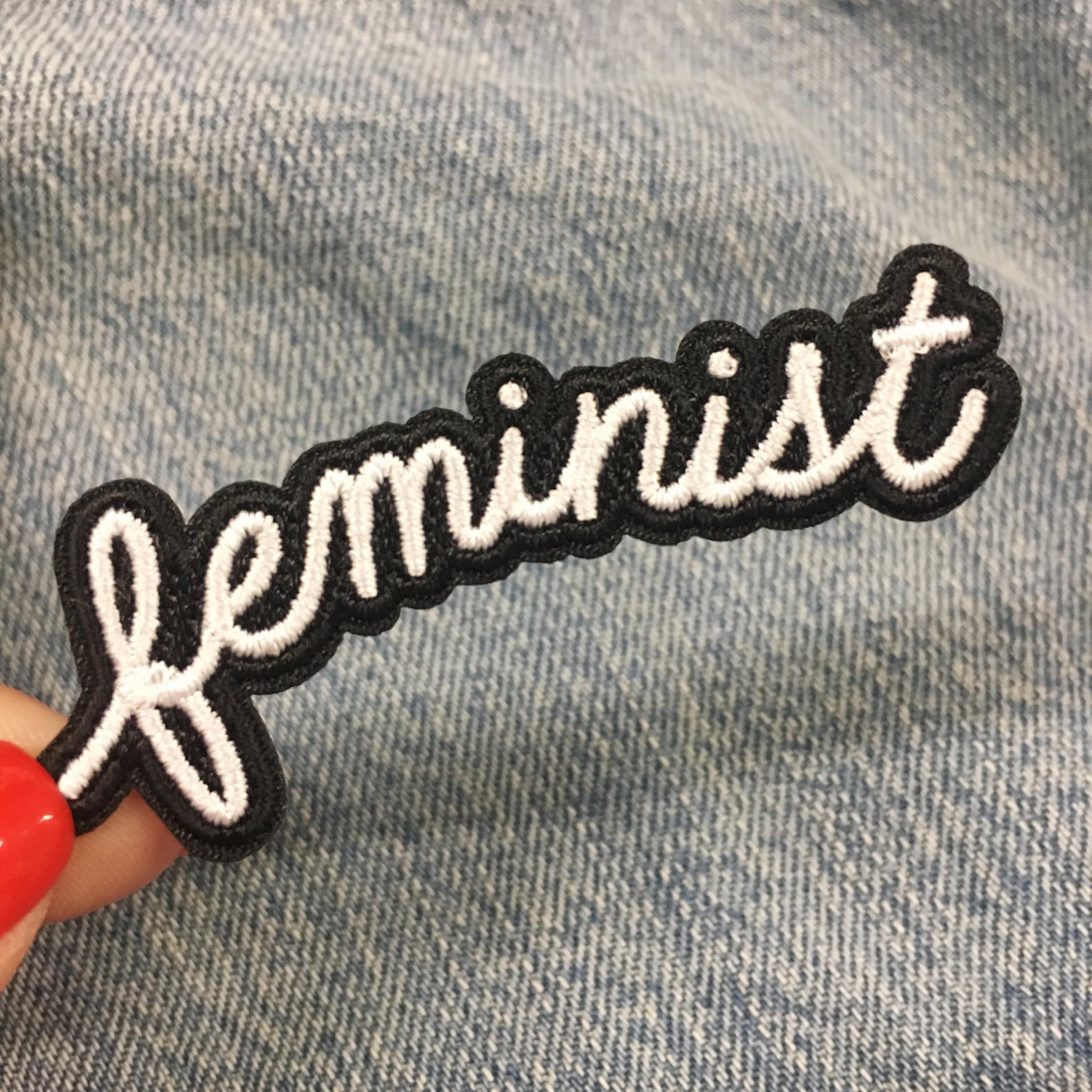 Feminist Patch Iron on Embroidered Patches Black & White | Etsy