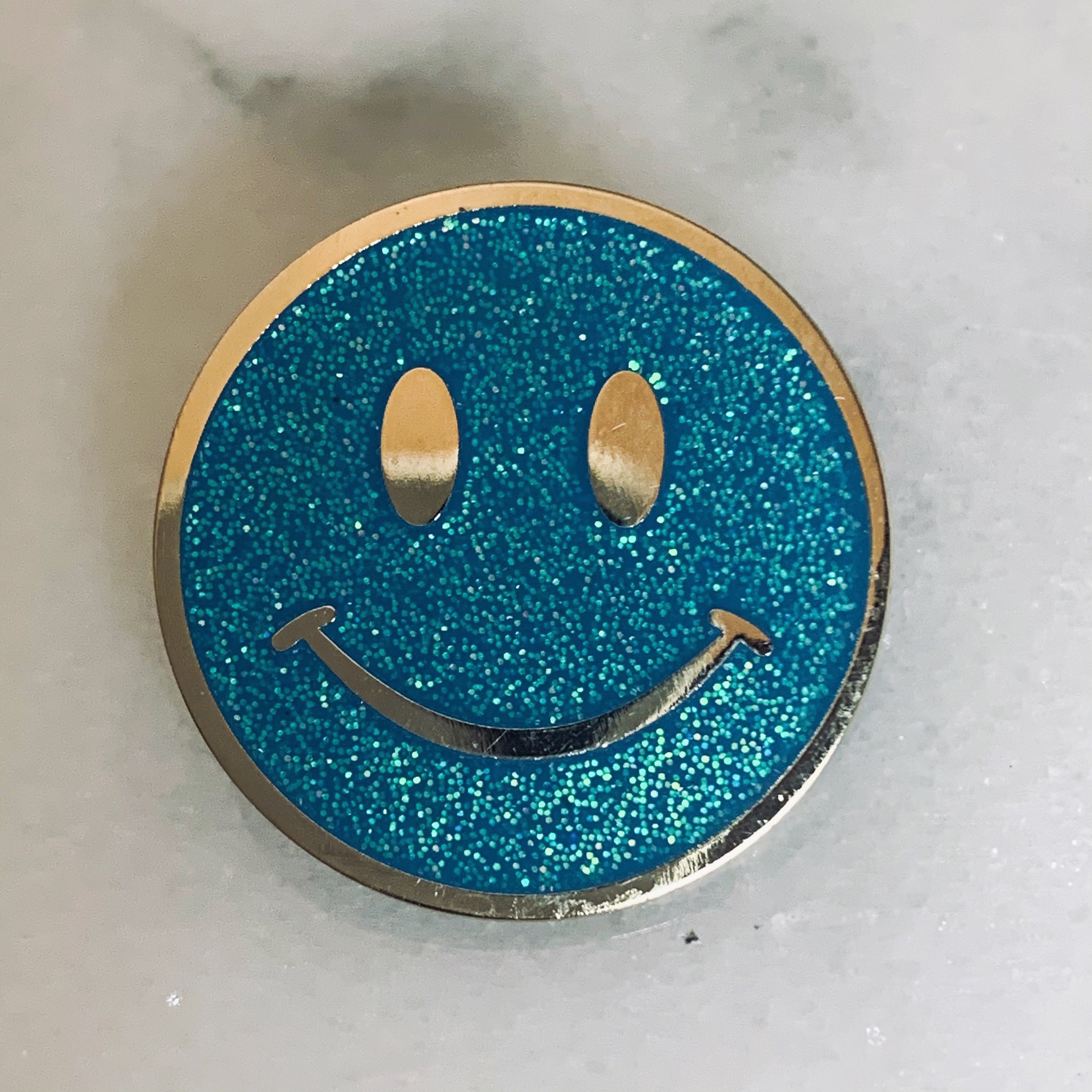 Smiley Face Enamel Pin Pink Aqua Yellow Lilac Mint Glitter Etsy
