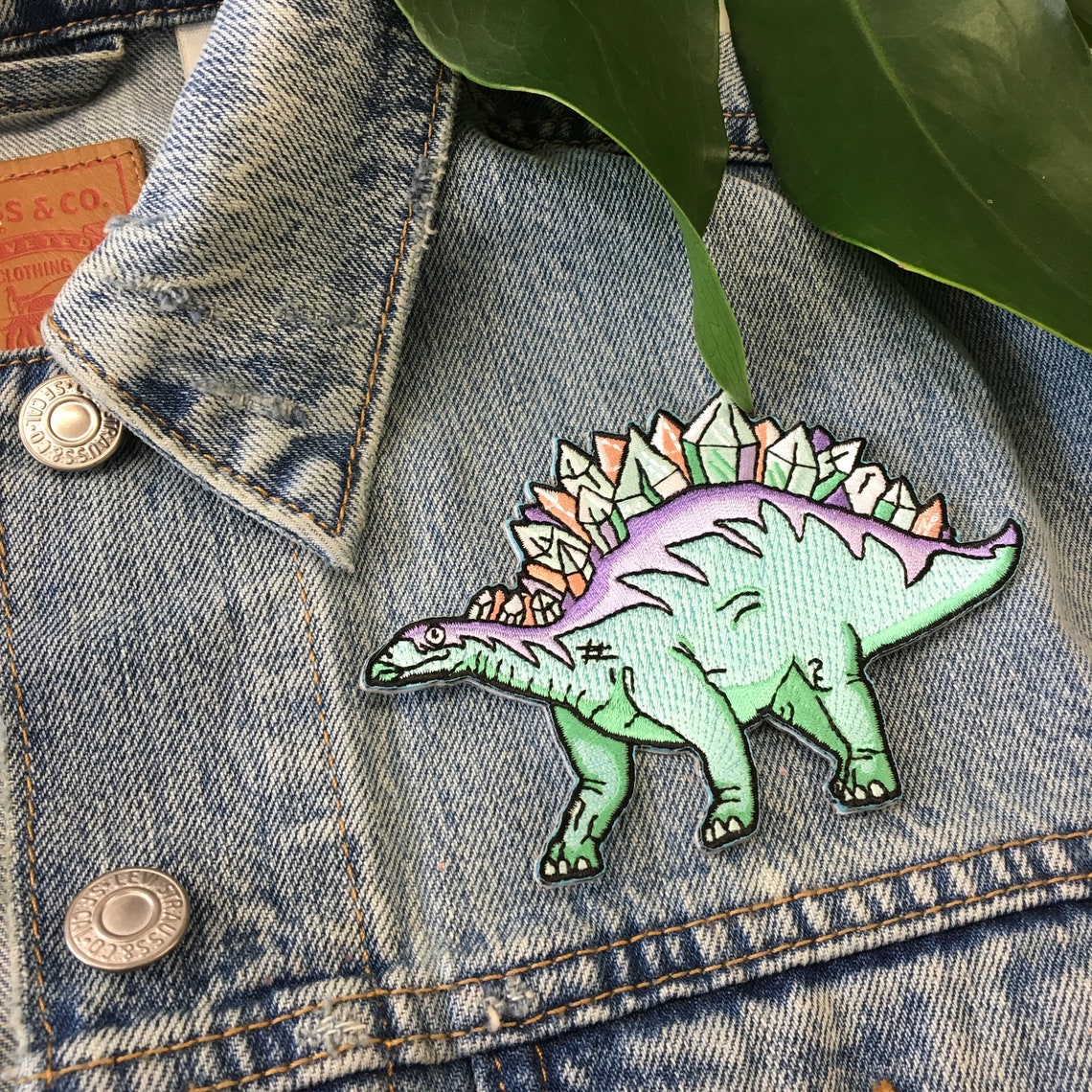 Crystal Stegosaurus Dinosaur Patch Iron on Embroidered | Etsy