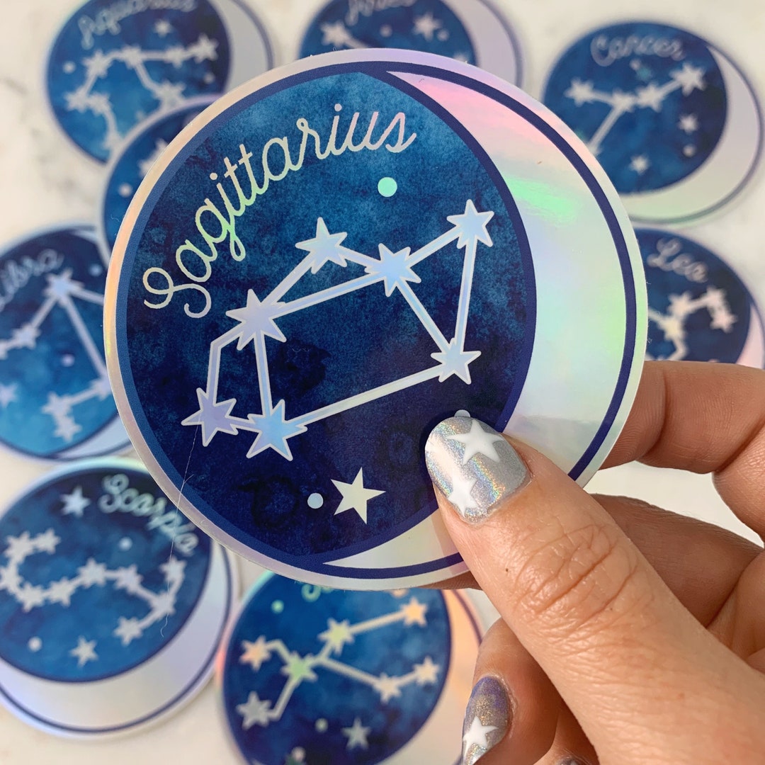 Zodiac Sticker HOLOGRAPHIC Vinyl Aesthetic Stickers Aquarius Aries ...