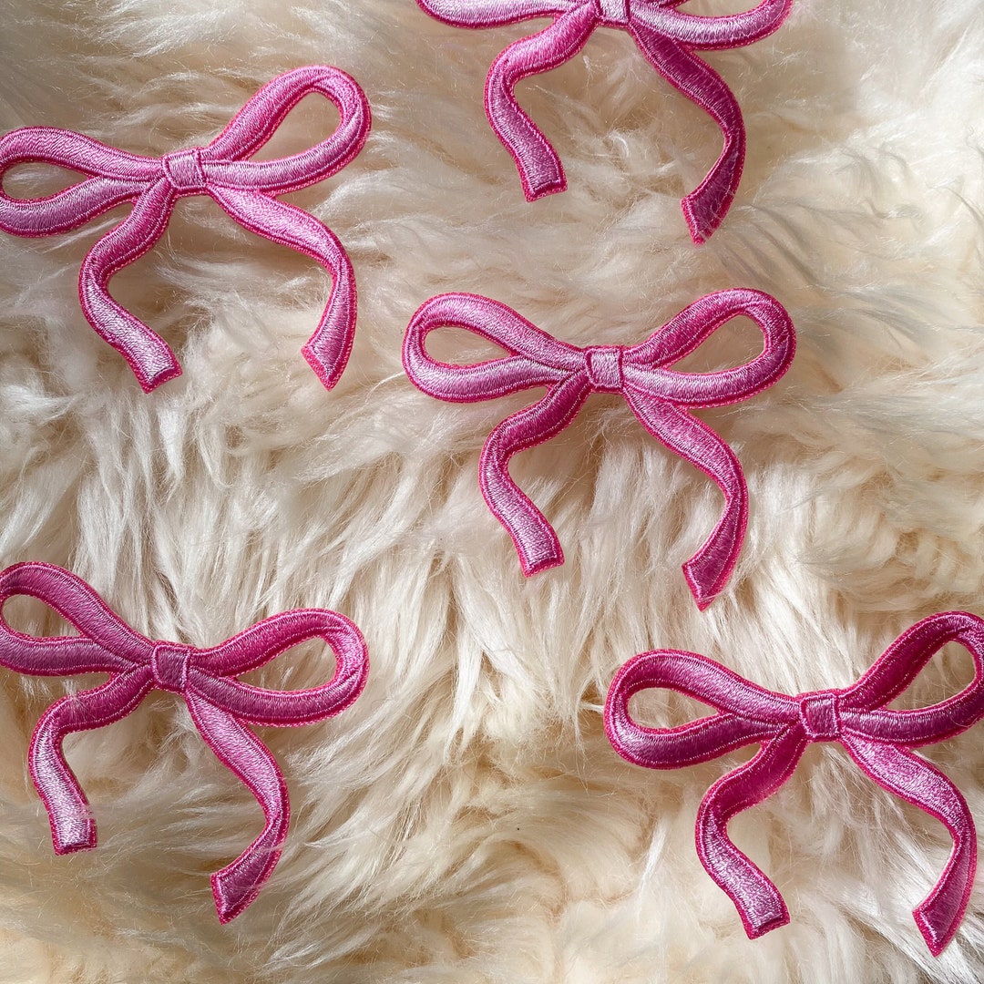 Dainty Bow Patch Pink Wispy Ribbon Iron on Patch Coquette Royalcore ...