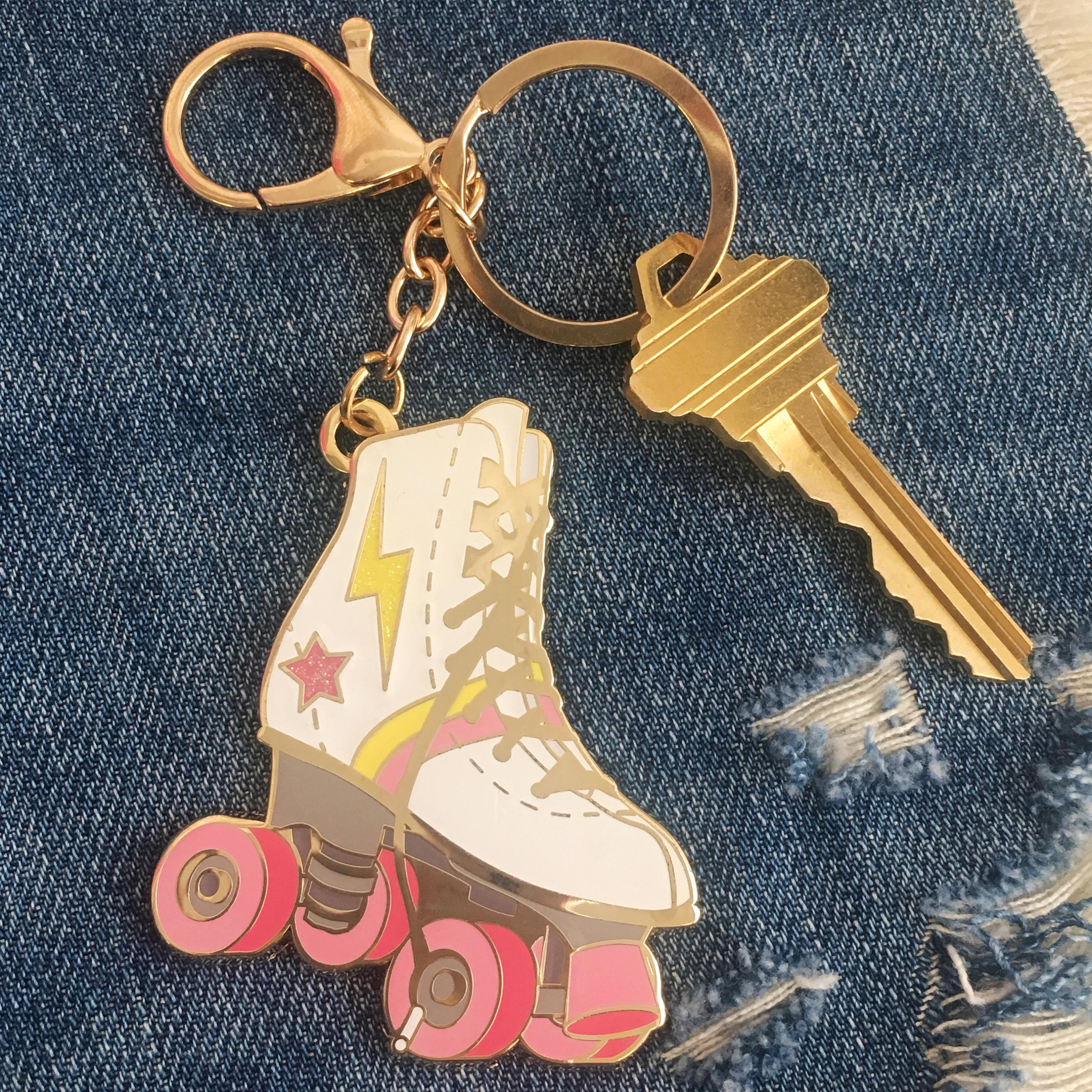 Roller Skate Keychain Bag Charm Key Ring Wildflower | Etsy