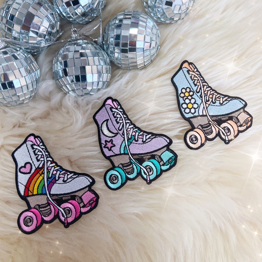 Roller Skate Patch - Rollerskate Roller Derby Roller Disco - Iron on Patches - Embroidered ...