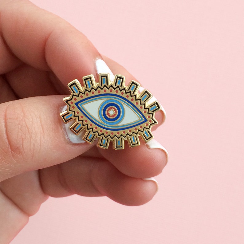 Evil Eye Enamel Pin Flair Lapel Hard Enamel Blue & Gold - Etsy