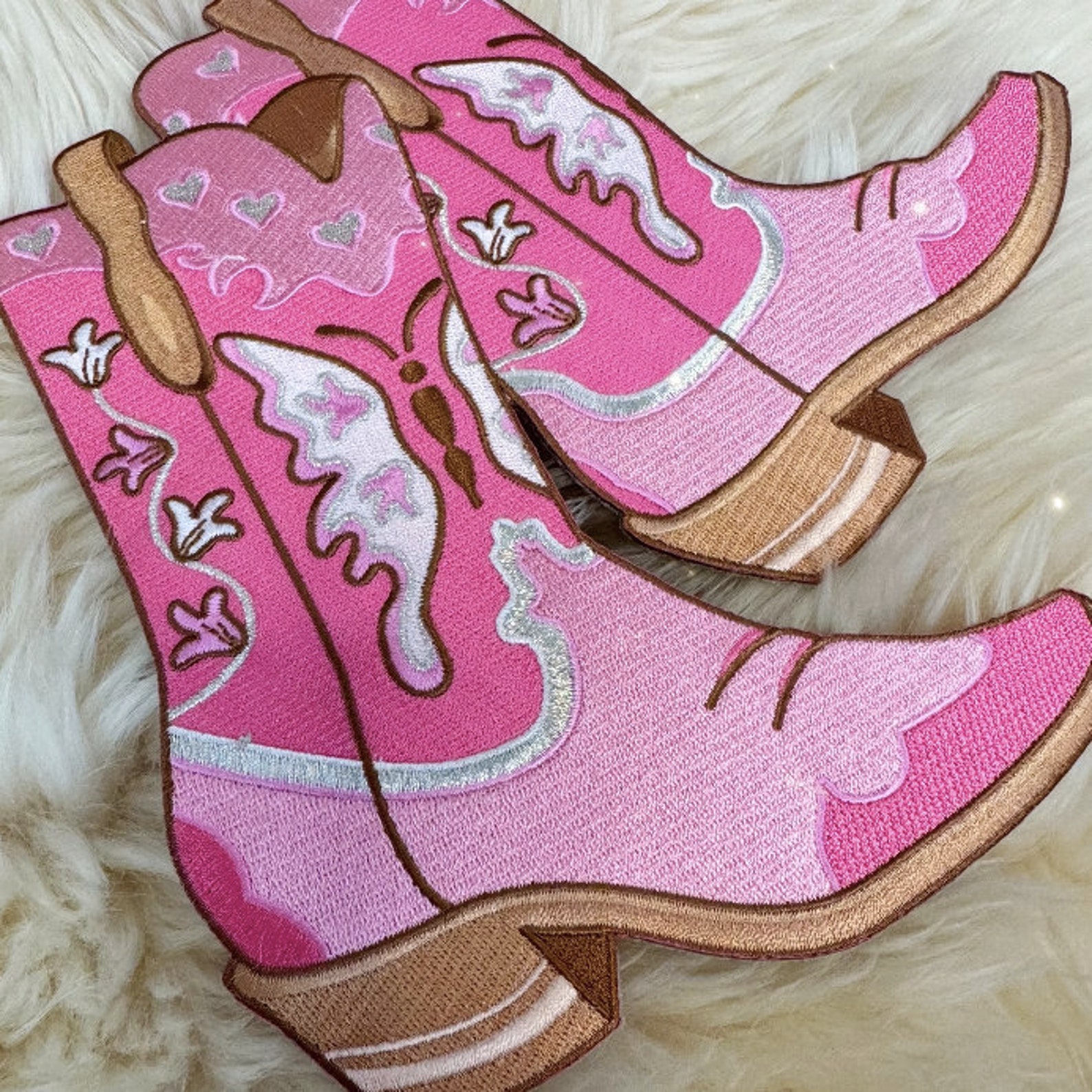 Pink Cowgirl Boots XL Back Patch - Howdy - Patches for Jackets - Disco ...