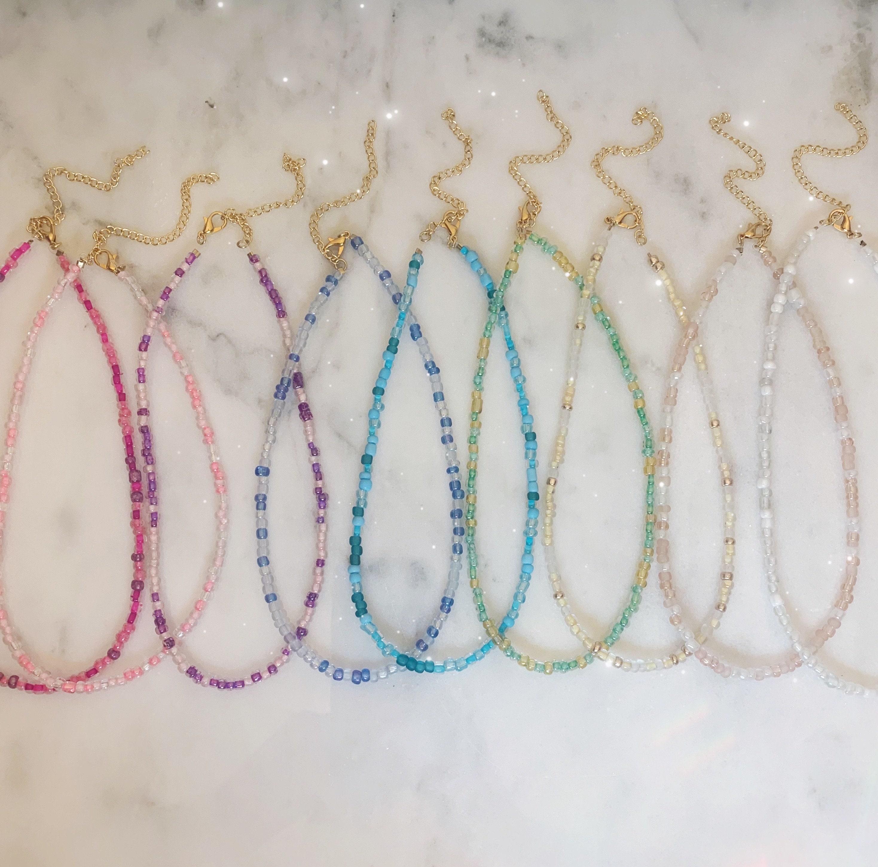 Charm Necklace Colorful Choker Necklace Bead Necklace With - Etsy