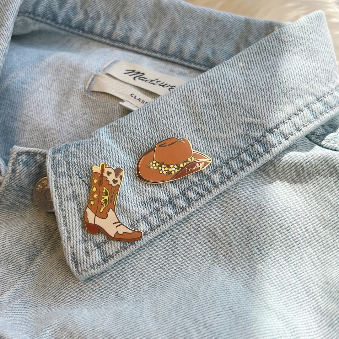 Cowgirl Boot Pin - Cowgirl Hat Pin W. Howdy ! Cute Southwest / Western ...