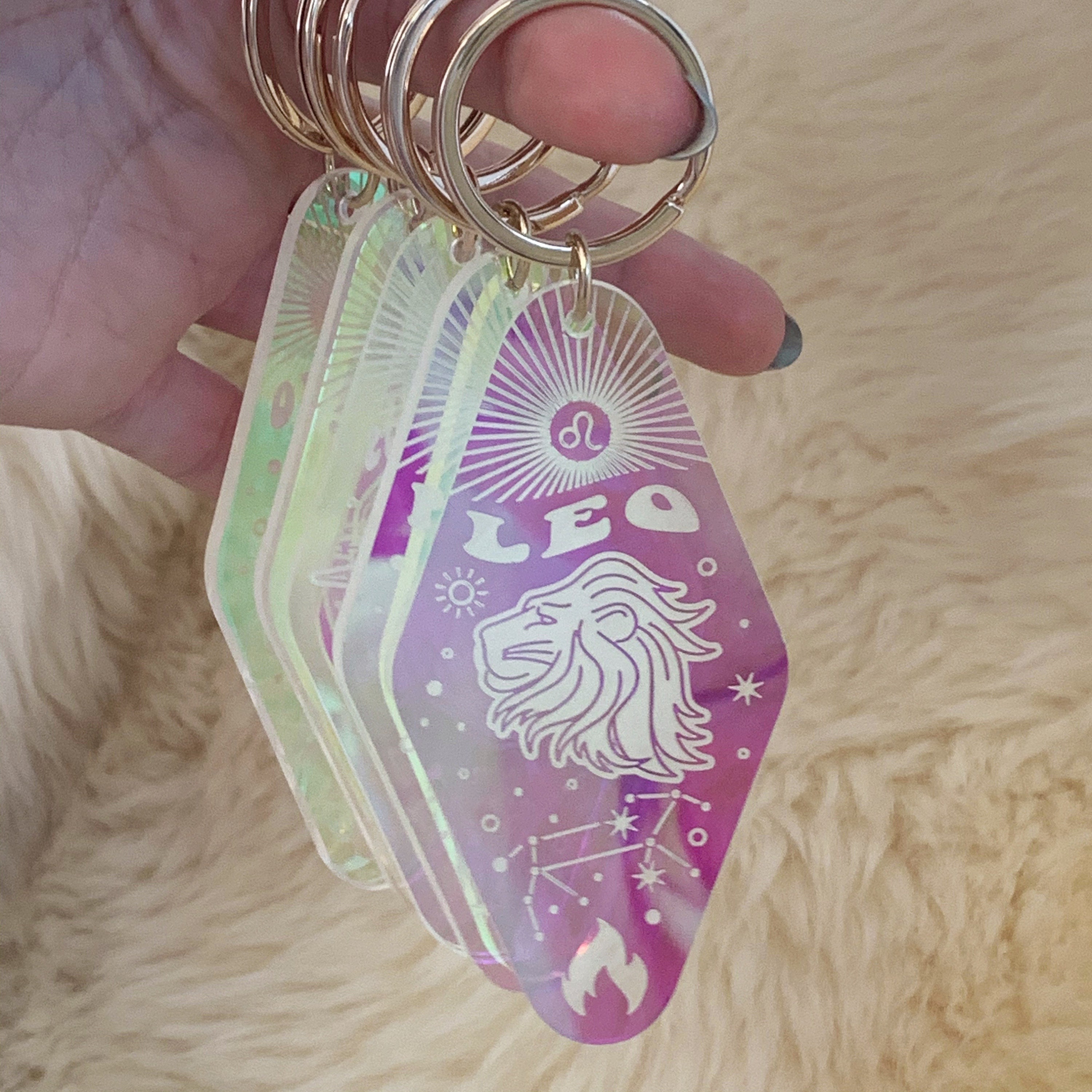 Zodiac Keychain Astrology Gift All Signs Holographic / | Etsy