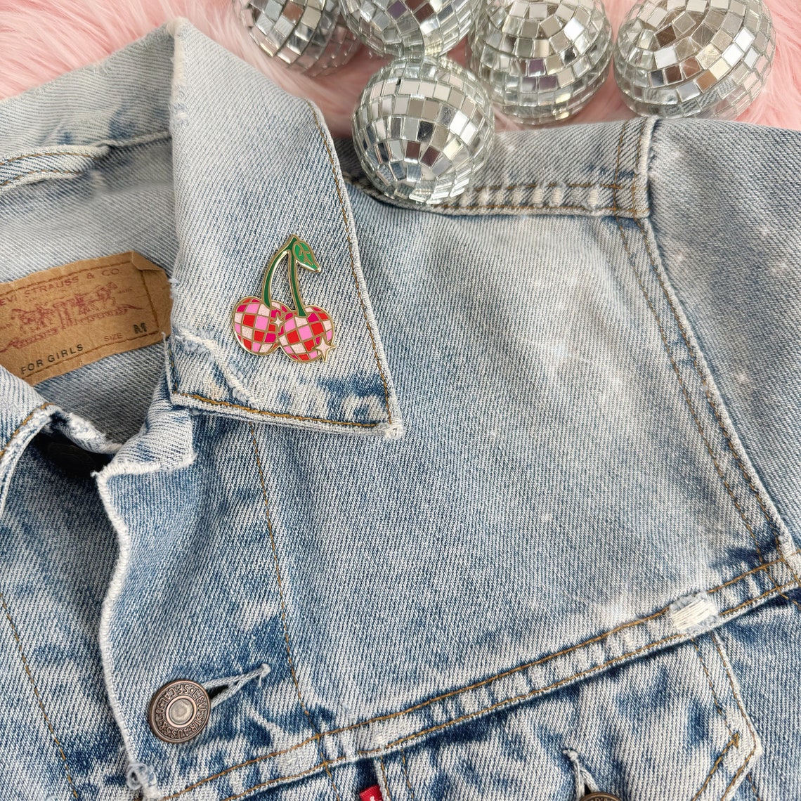 Disco Ball Cherries Pin - Disco Ball Pin - Cherry Fruit Disco Themed ...