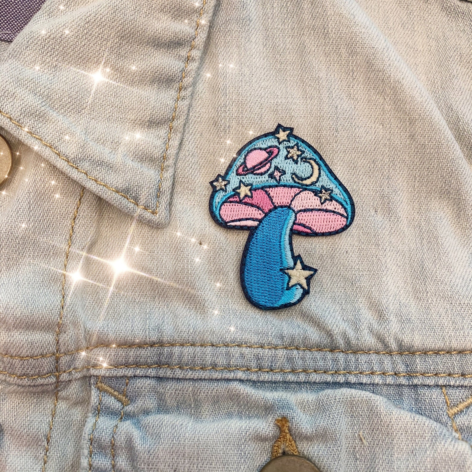 Cosmic Mushroom Patch Iron on Embroidered Patches for - Etsy
